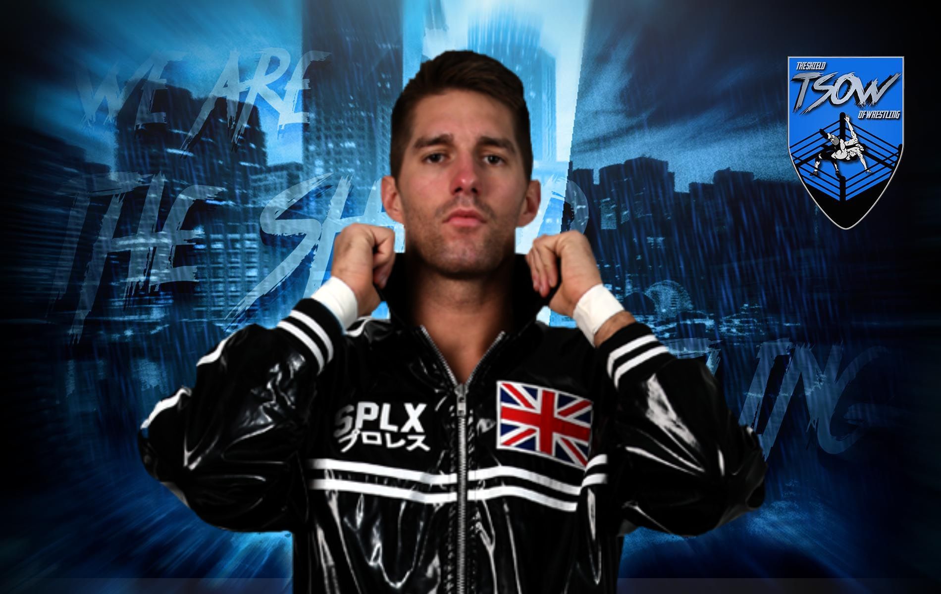 Zack Sabre Jr mostra il nuovo look durante la conferenza Zack Sabre Jr mostra il nuovo look durante la conferenza